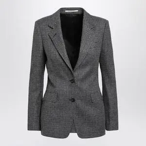 Tagliatore Tagliatore Single-Breasted Anthracite Grey Jacket With Houndstooth Pattern In Wool Blend Women Gray