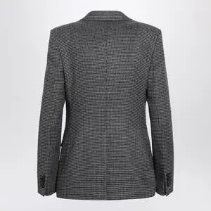 Tagliatore Single-breasted Anthracite Grey Jacket With Houndstooth Pattern In Wool Blend - Gray