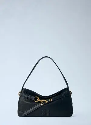 Miu Miu Adventure Nappa Leather Shoulder Bag - Black