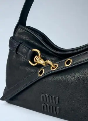 Miu Miu Adventure Nappa Leather Shoulder Bag - Black