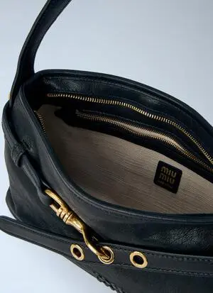 Miu Miu Adventure Nappa Leather Shoulder Bag - Black