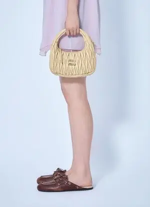 Miu Miu Wander Nappa Matelassé Hobo Bag - Yellow