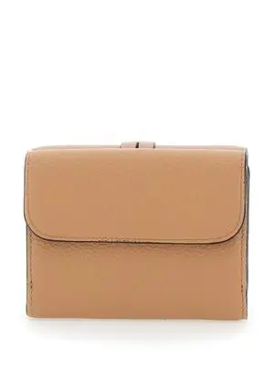 Chloé Small Tri-fold Wallet With Charm On The Front And Magnetic Closure In Beige Leather For - Multicolor