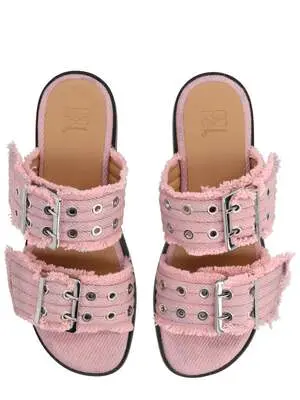 GANNI Denim Sandal With Bangs