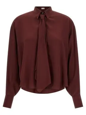 Brunello Cucinelli BRUNELLO CUCINELLI Light Silk Shirt With Monile Detail Multicolor