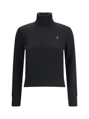 AMI Paris De Coeur Turtleneck Sweater - Black