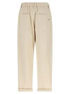 Brunello Cucinelli Stretch Cotton Baggy Pants - Cream