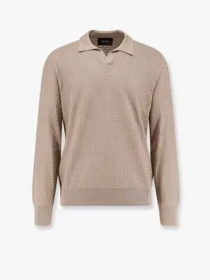 BOSS Silk Sweater With All-over Processing - Cream