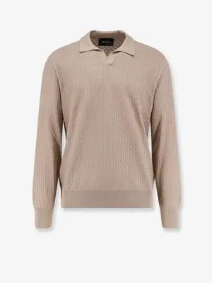 BOSS Silk Sweater With All-over Processing - Cream