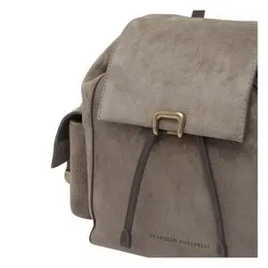 Brunello Cucinelli Logo Suede Backpack - Gray