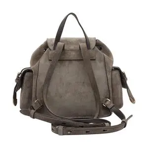 Brunello Cucinelli Logo Suede Backpack - Gray