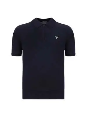 Prada Virgin Wool Polo Shirt - Black