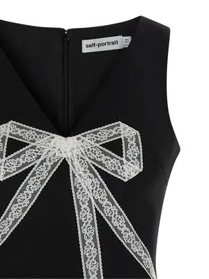 SELF-PORTRAIT Crêpe Bow Lace Mini Dress - Multicolor