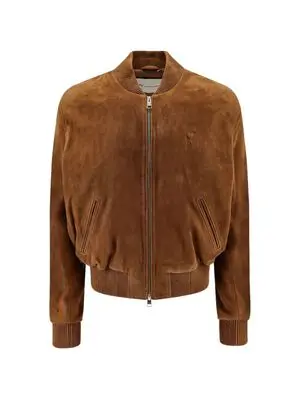 AMI Paris Suede Leather Zipped Jacket