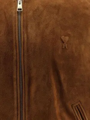 AMI Paris Suede Leather Zipped Jacket