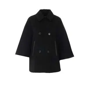 Max Mara Mxaospite Double-breasted Sable Cashmere Cape - Black