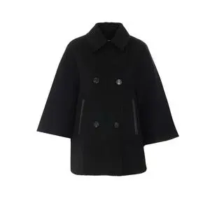 Max Mara Mxaospite Double-breasted Sable Cashmere Cape - Black