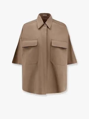 Brunello Cucinelli Linen And Cotton Blend Shirt - Brown