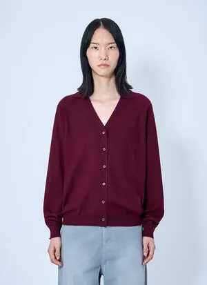 Miu Miu Knit Cardigan With Logo - Multicolor