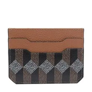 AU DEPART Logo Card Holder - Brown