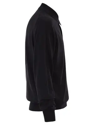 Kiton Long-sleeved Wool Polo Shirt - Black