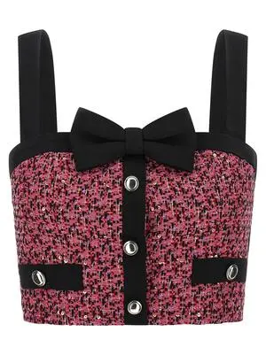 Alessandra Rich Tweed Top - Pink