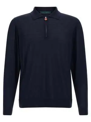 Kiton Wool Polo Shirt 14 Microns - Blue