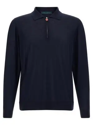 Kiton Wool Polo Shirt 14 Microns - Blue