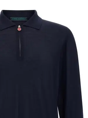Kiton Wool Polo Shirt 14 Microns - Blue