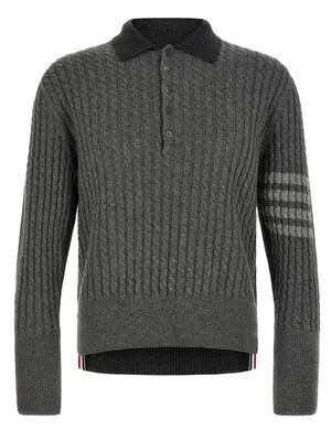 Thom Browne 2-in-1 Trompe L'oeil Polo Shirt - Gray