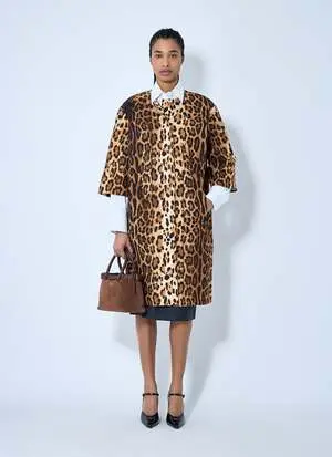 Prada Single-breasted Leopard Print Drill Coat