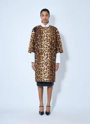 Prada Single-breasted Leopard Print Drill Coat - Brown