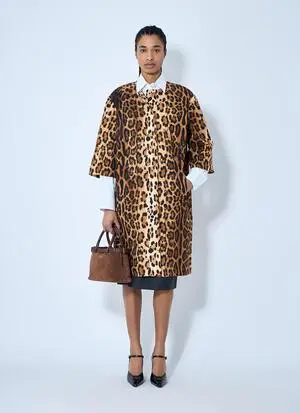Prada Single-breasted Leopard Print Drill Coat