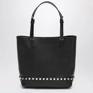 Valentino Garavani Leather Rockstud Shopper Bag - Black