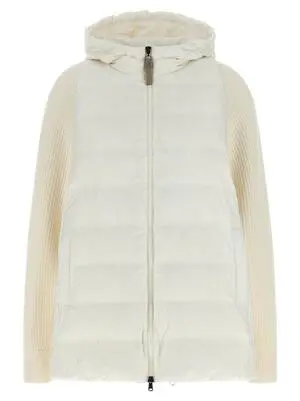 Brunello Cucinelli Shiny Zipper Pull' Down Jacket - White