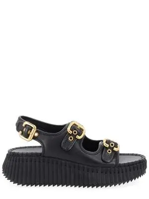 Chloé Sandal Nama With Wedge - Black