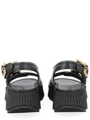 Chloé Nama Wedge Sandal - Black