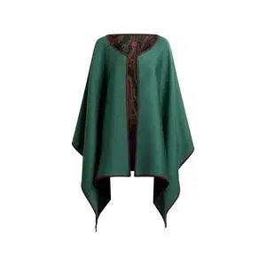 Etro Reversible Wool And Modal Cape - Green