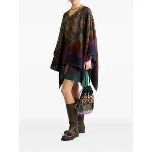 Etro Reversible Wool And Modal Cape