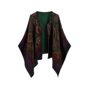 Etro Reversible Wool And Modal Cape - Green