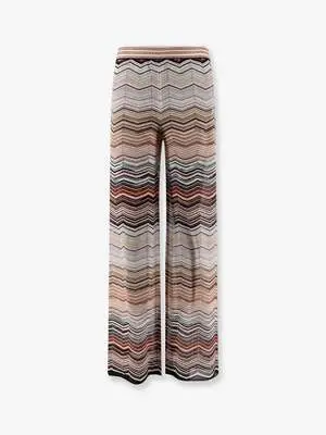 Missoni Viscose Trousers With Laminated Chevron Pattern - Multicolor