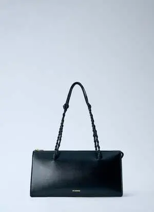 JIL SANDER Tangle Tent Leather Shoulder Bag - Black
