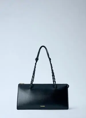 JIL SANDER Tangle Tent Leather Shoulder Bag - Black