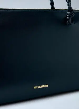 JIL SANDER Tangle Tent Leather Shoulder Bag - Black