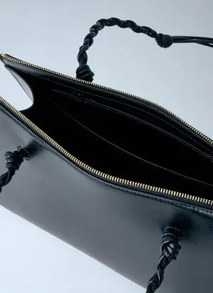 JIL SANDER Tangle Tent Leather Shoulder Bag - Black