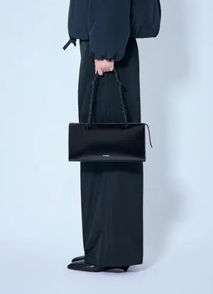 JIL SANDER Tangle Tent Leather Shoulder Bag - Black