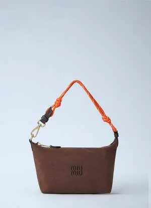 Miu Miu Gabardine Zip Handbag - Brown