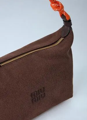 Miu Miu Gabardine Zip Handbag - Brown