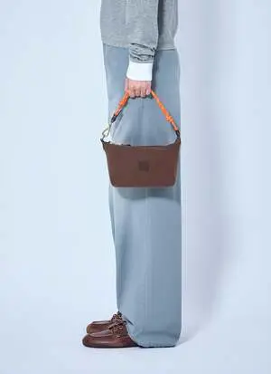 Miu Miu Gabardine Zip Handbag - Brown