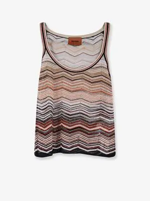 Missoni Viscose Tank Top With Laminated Chevron Pattern